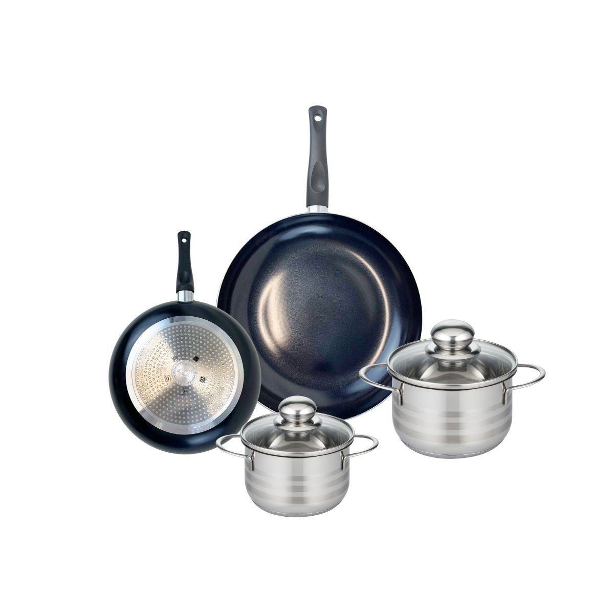 Ensemble de 2 Poêles de cuisson 20 et 28 cm et 2 faitouts 14 et 16 cm Elo Prima Brillant