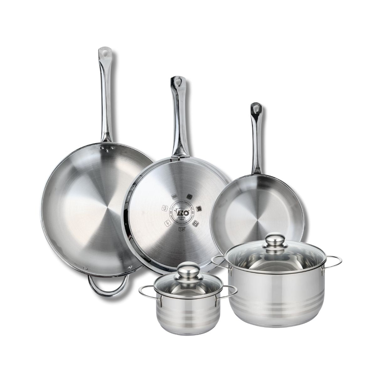 Ensemble de 3 Poêles de cuisson 24, 28 et 32 cm et 2 faitouts 14 et 20 ...